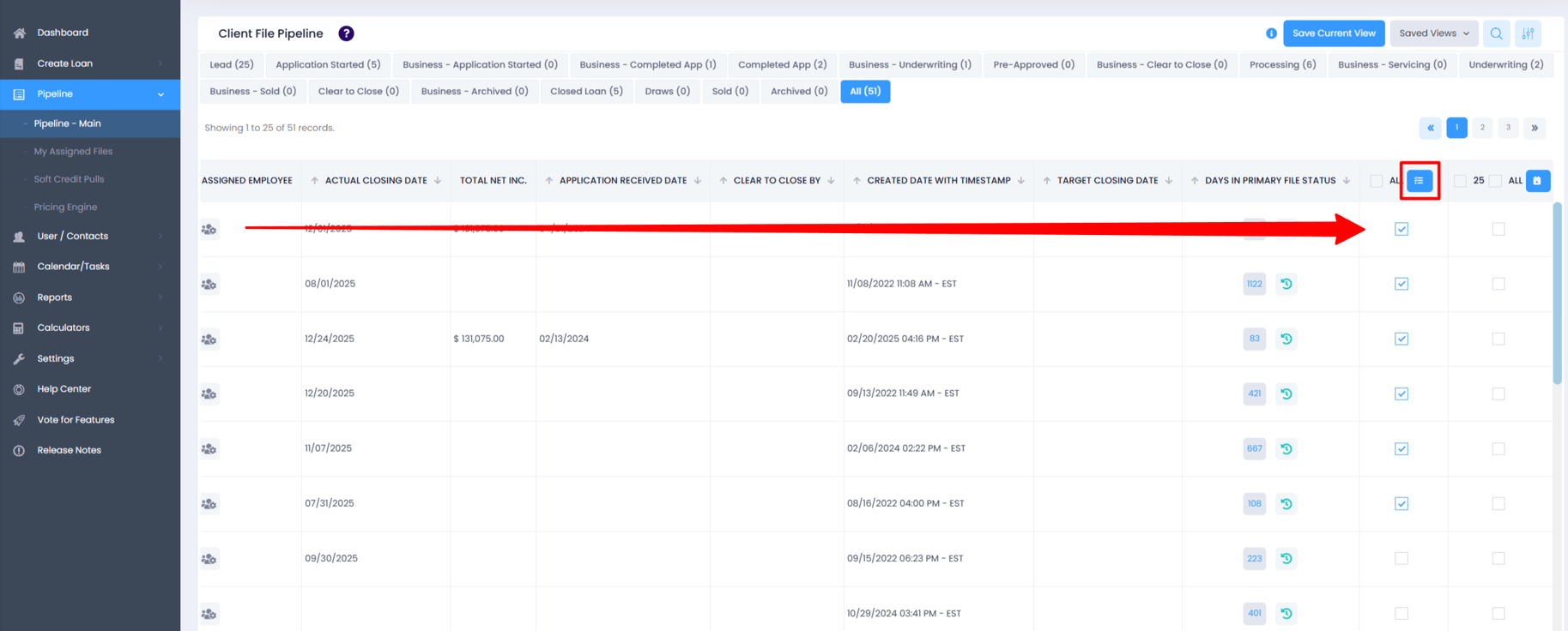 How to Change the File Status on Multiple Loan Files at Once?