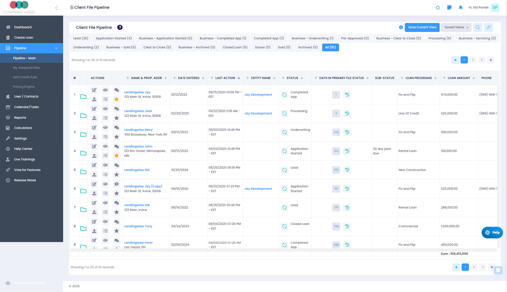 LendingWise Tabs - Pipeline
